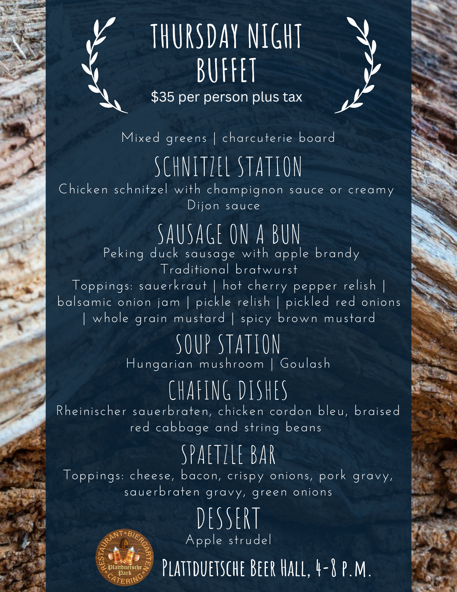 Thursday night buffet in the Beer Hall | Plattduetsche Park Restaurant